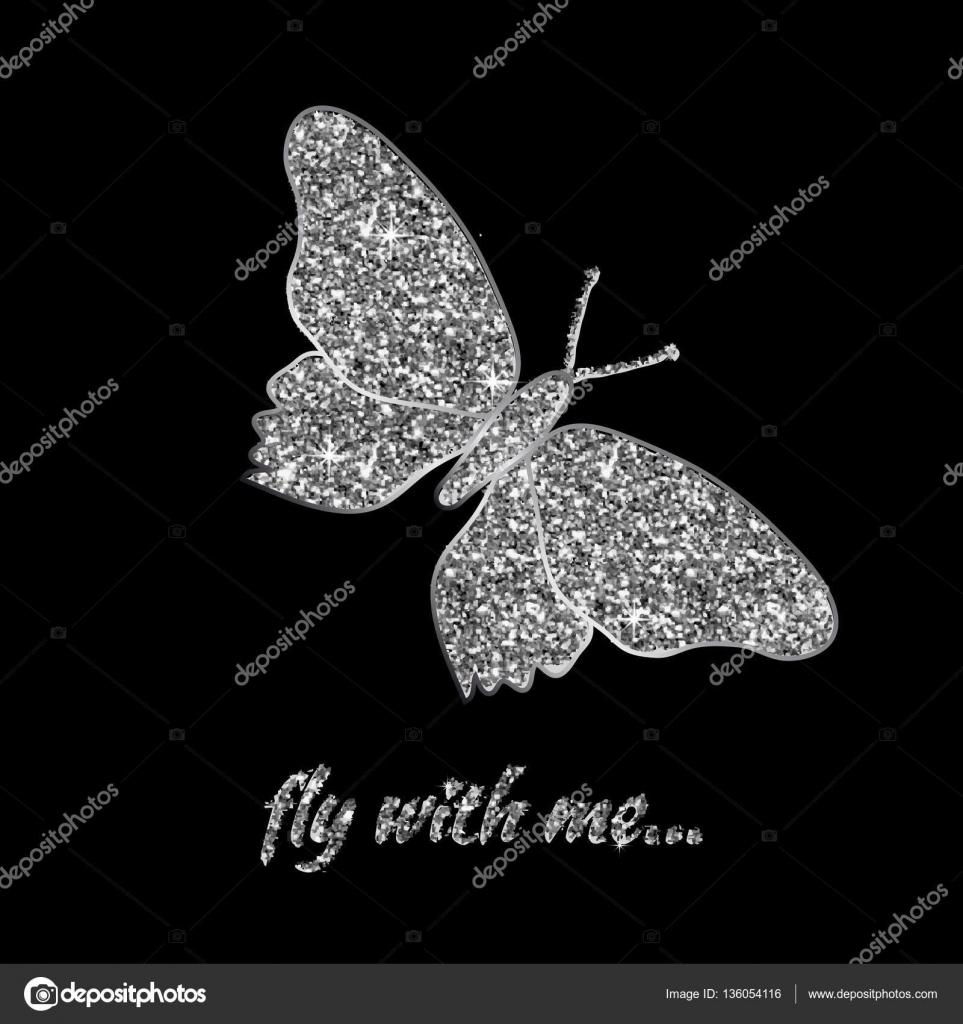 Silver butterfly. Vector illustration. Luxury background design with ...