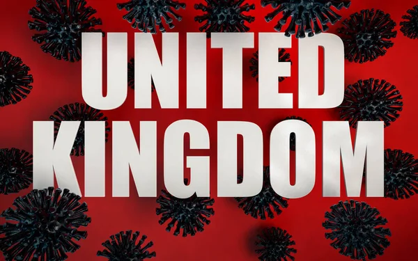 3d render of Coronavirus pandemy warning in United Kingdom. Corona ...