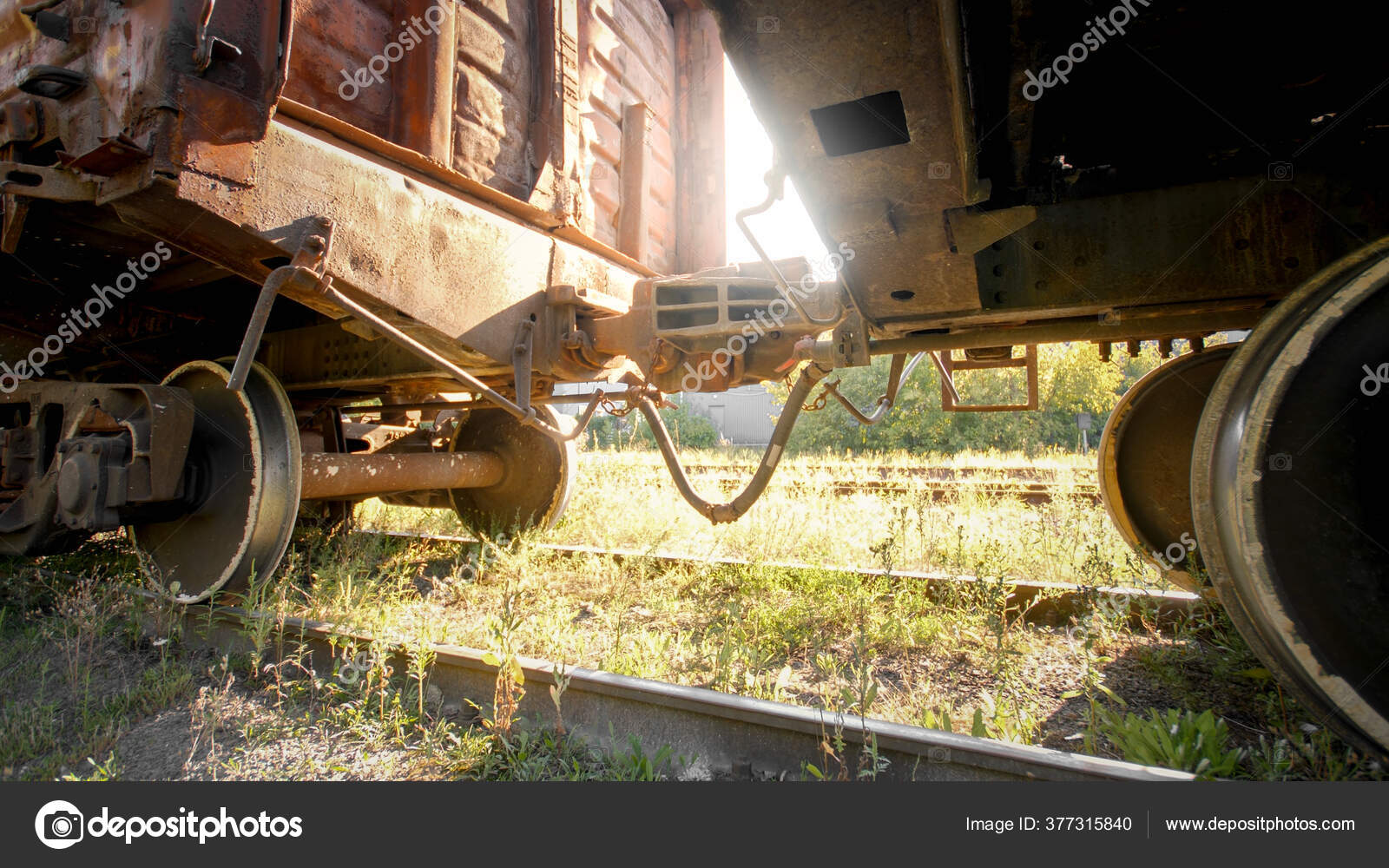 Image of coupler connecting and pairing two cargo train cars on ...
