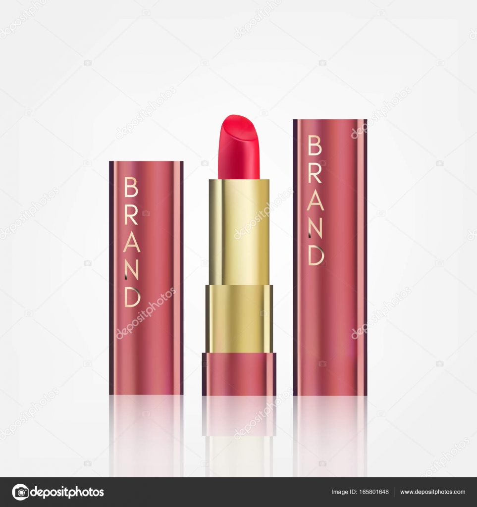 Lipstick cosmetics in package design mock-up realistic style isolated ...