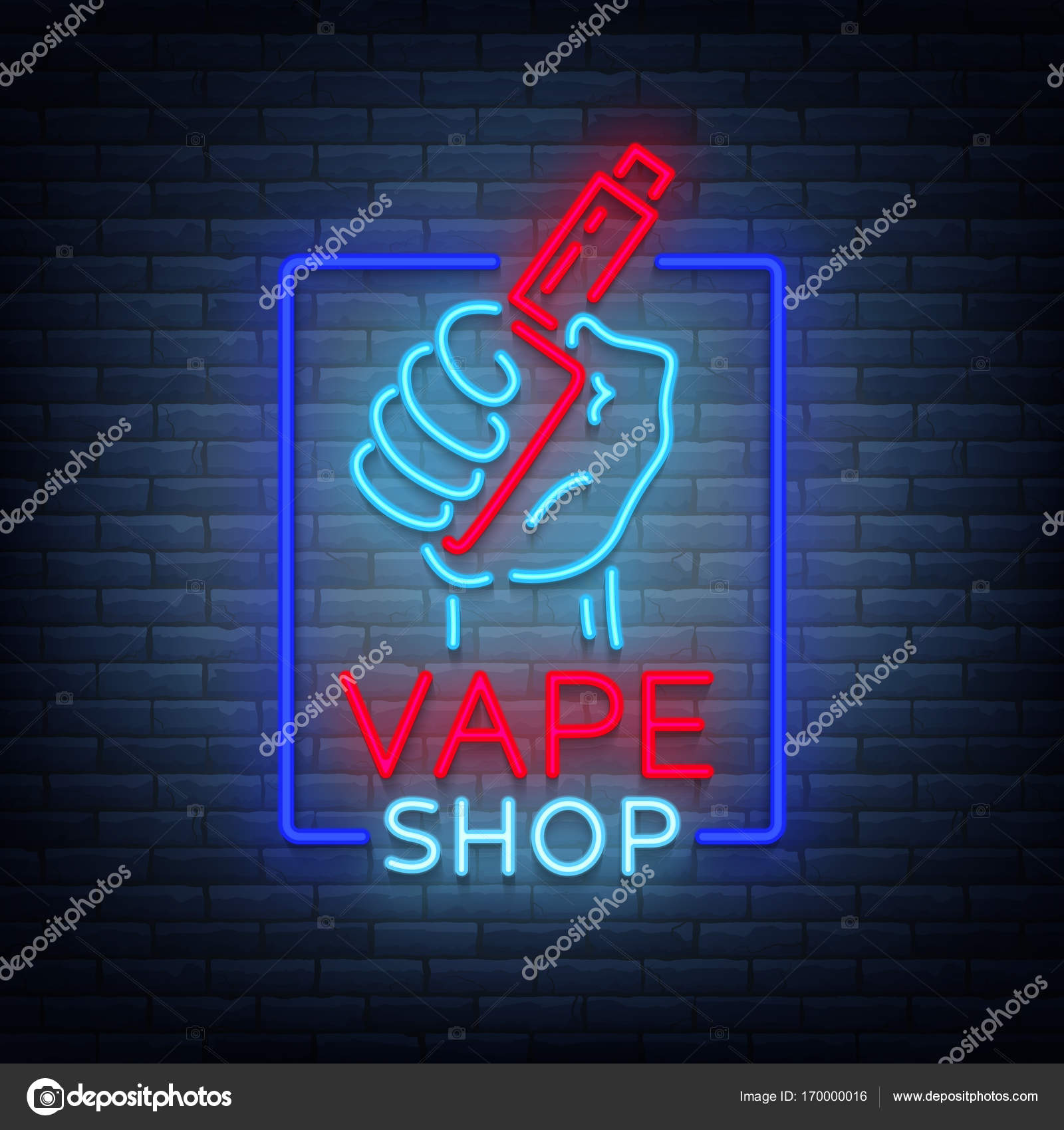 Vape shop neon icon, logo isolated Vector illustration. Neon sign, a ...