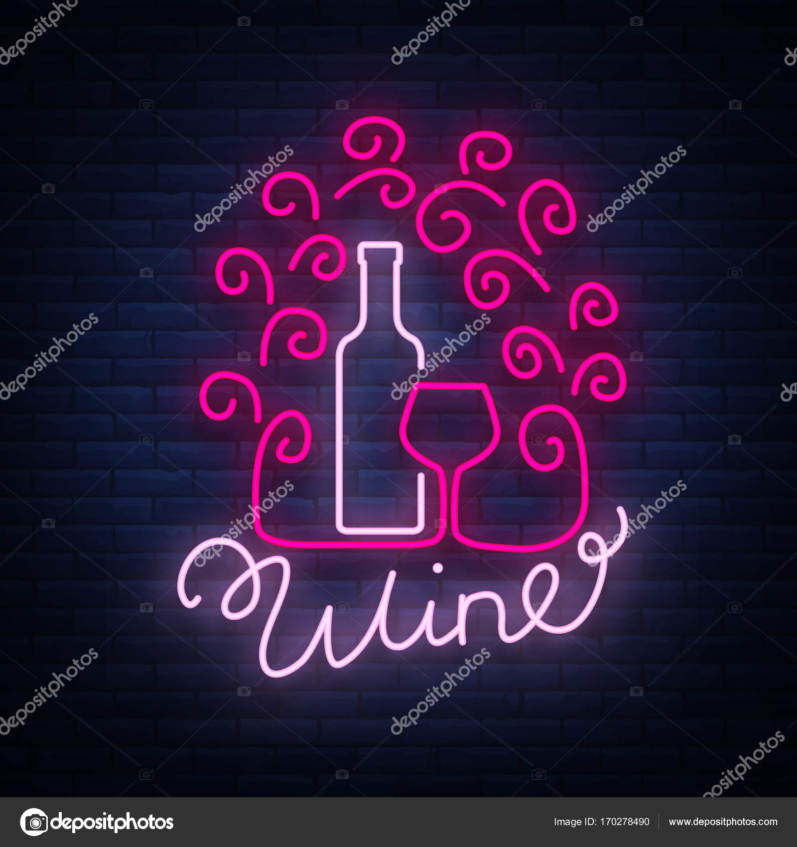 Plantilla logo bar de vinos en un estilo neón de moda. Logo, insignia ...