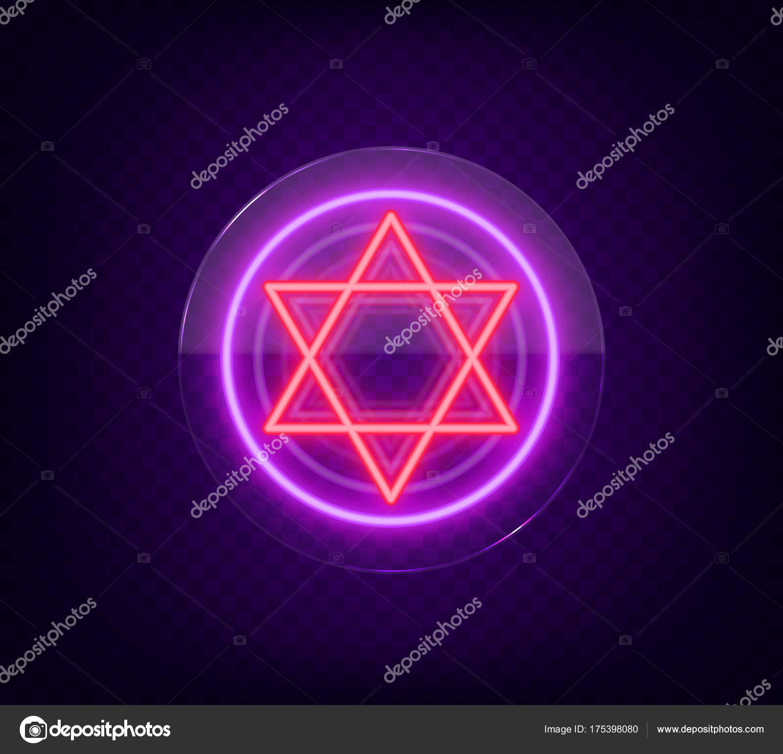 Star of David, neon sign. The symbol of Judaism. Vector illustration ...