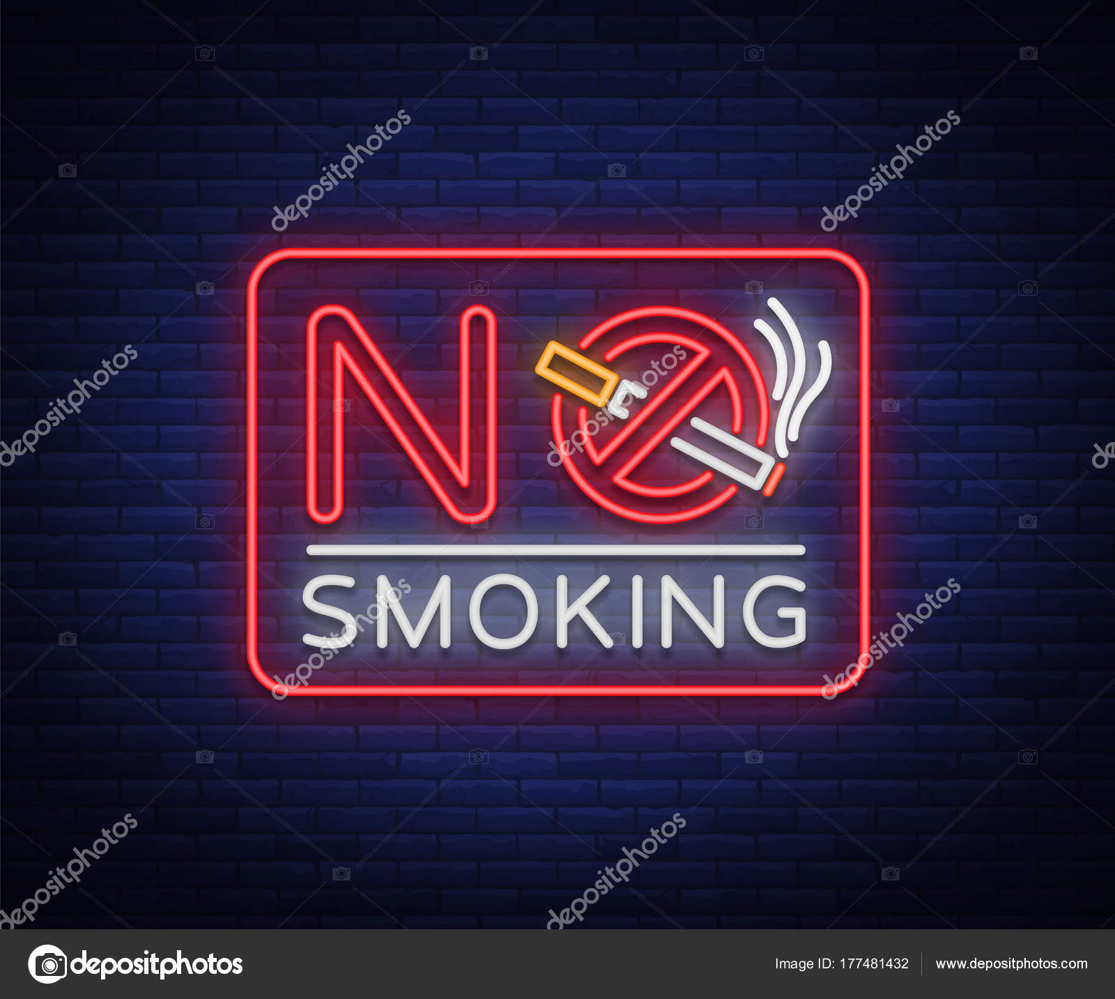 Image vectorielle Pas de néon fumeur. Caractère lumineux, bannière au ...