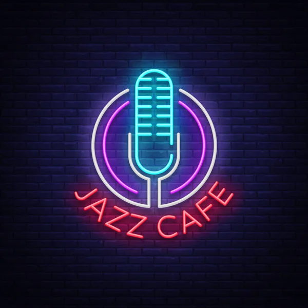 Jazz cafe is a neon sign. Symbol, neon-style logo, bright night banner ...