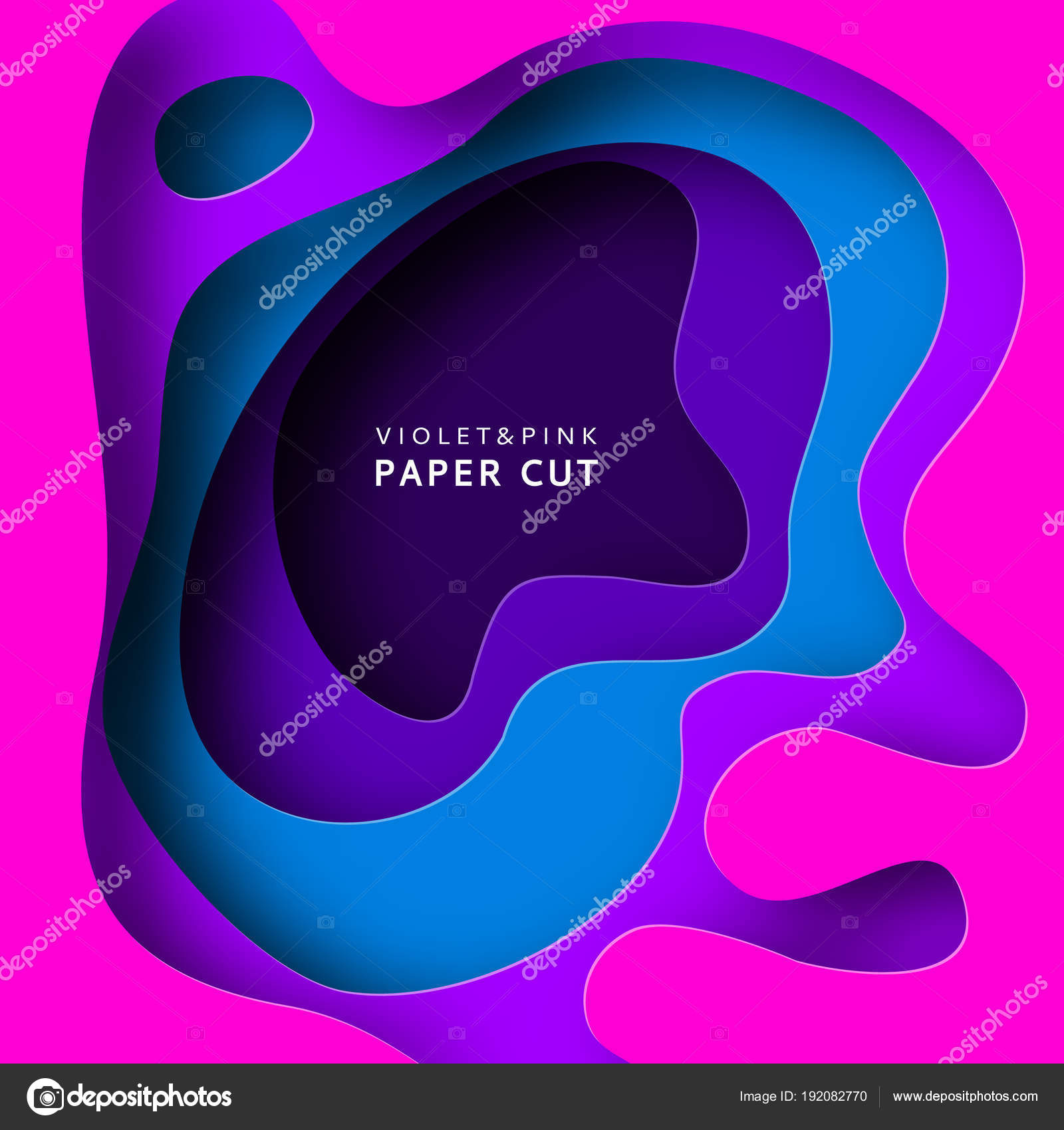Paper cut vector background. Paper art is violet and blue colors ...
