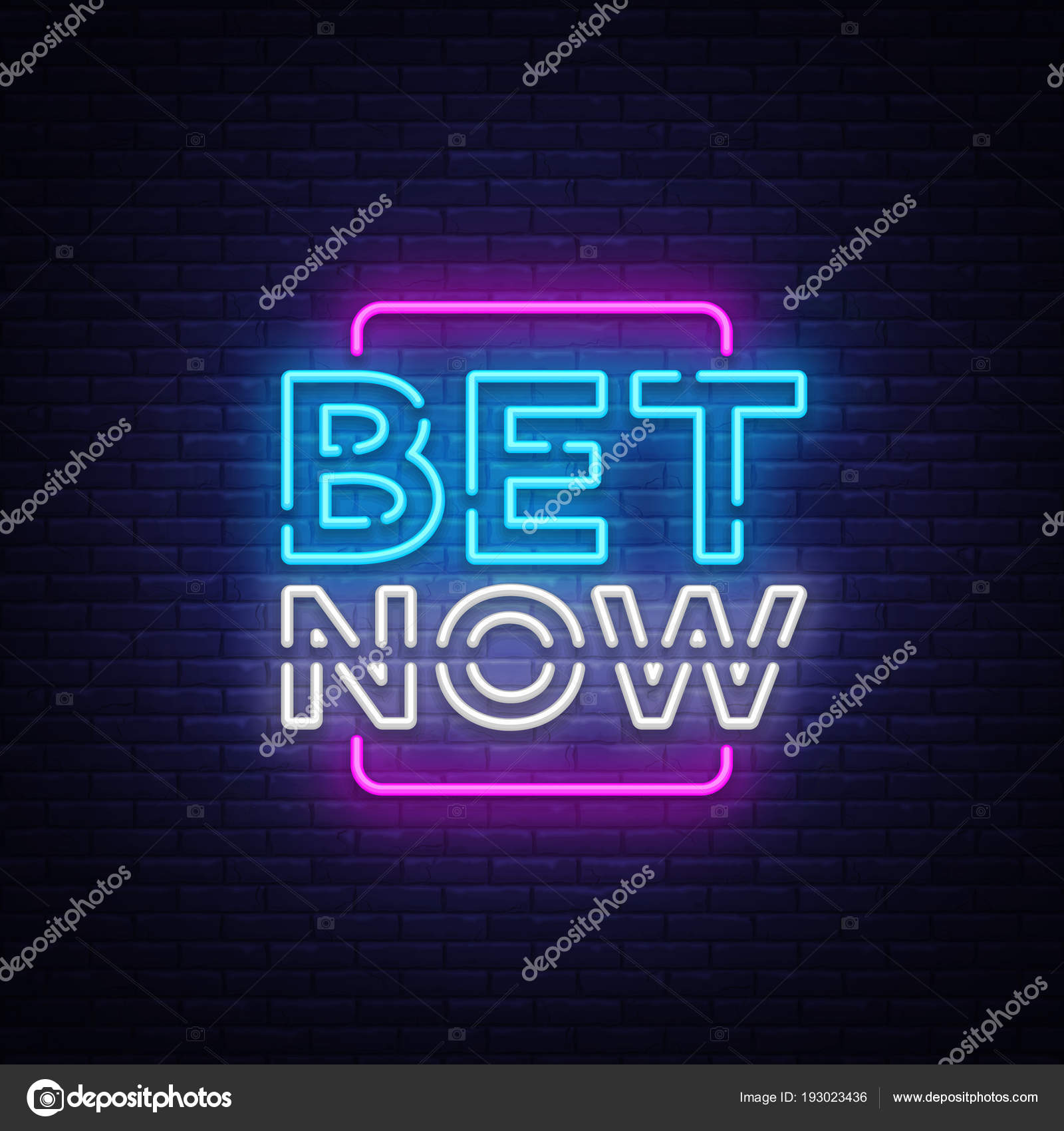 Bet Now Neon vector de signos. Banner de luz, letrero de neón de noche ...
