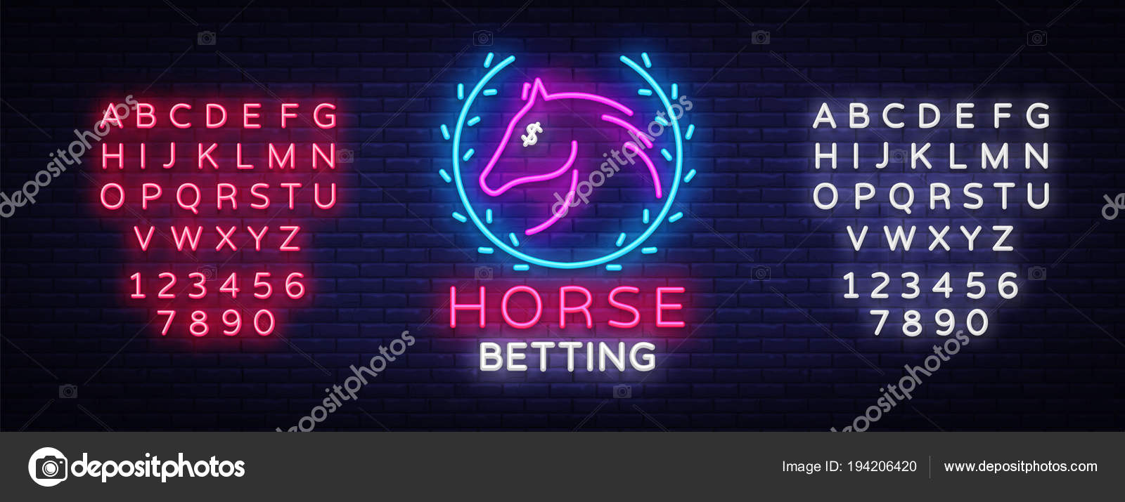 Horse Betting Neon Sign Vector. Horse Betting Logo in Neon Style ...