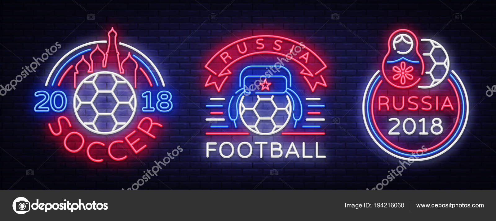 Soccer collection Neon Signs Vector. Football set Championship design ...
