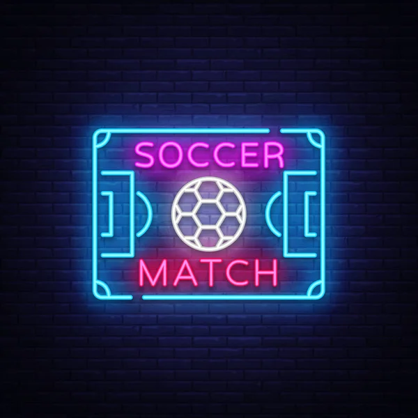 Soccer Match Logo Neon Vector. Design Template Soccer Neon Sign, Bright ...