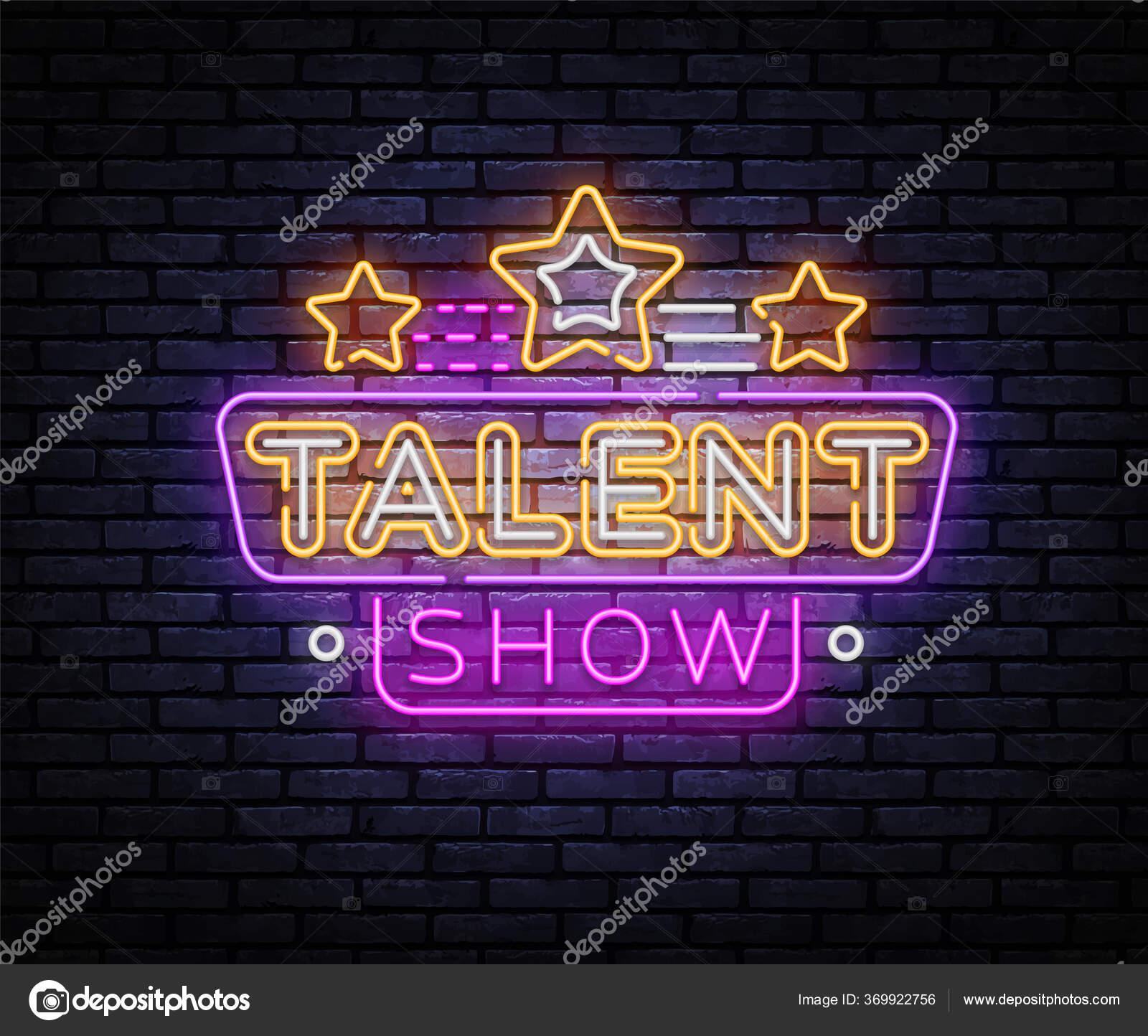 Talent Show neon sign vector. Talent Show Design template, light banner ...