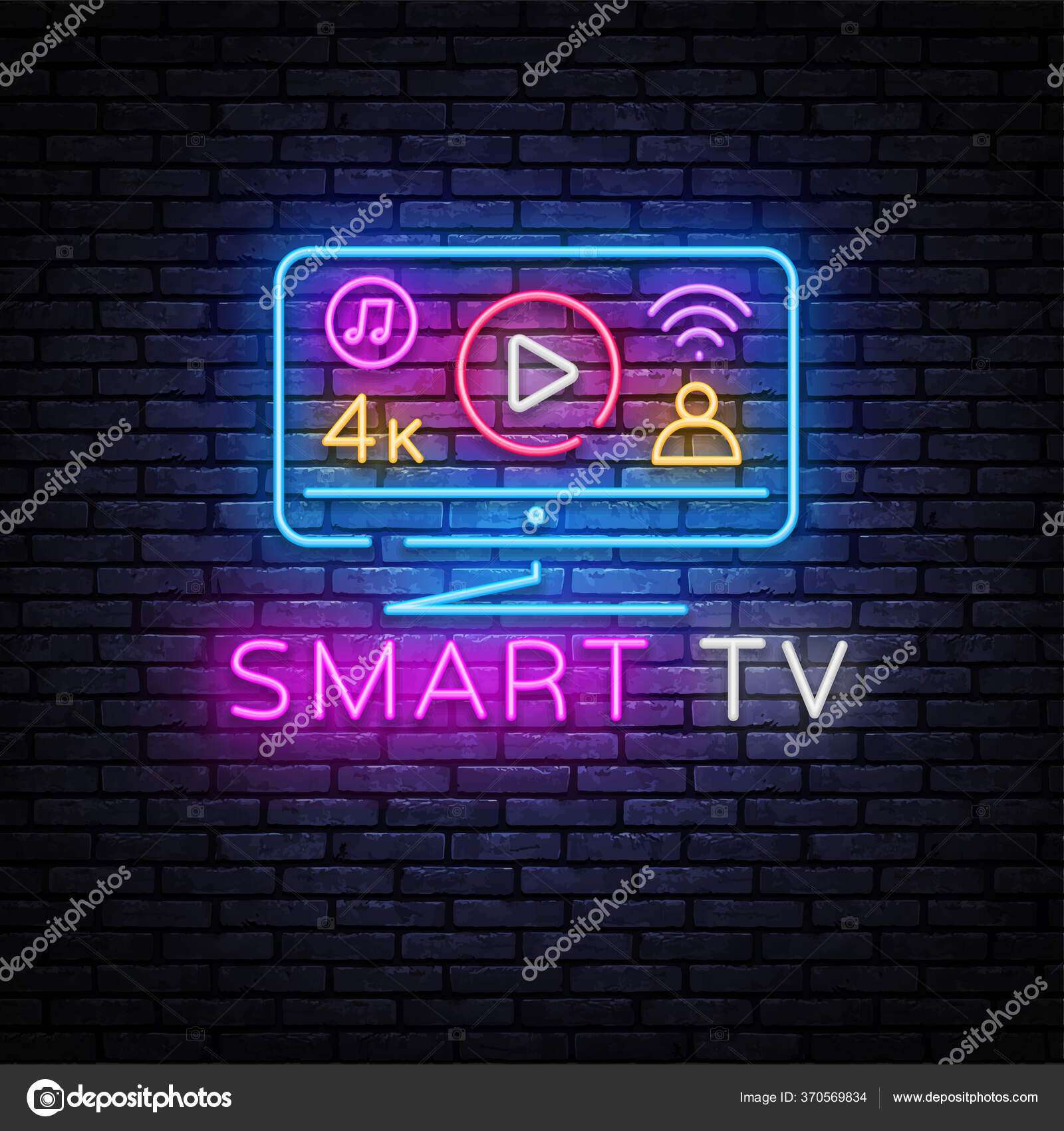 Image vectorielle Smart TV néon signe vectoriel modèle de conception ...