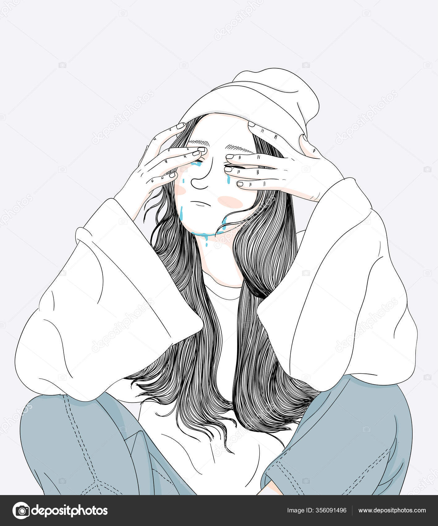 Woman Crying Disappointed Personal Stories Doodle Art Concept ...