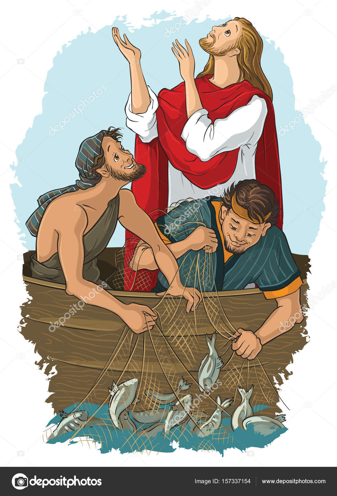 The Gospel story where Jesus give his blessing to a great catch Stock ...