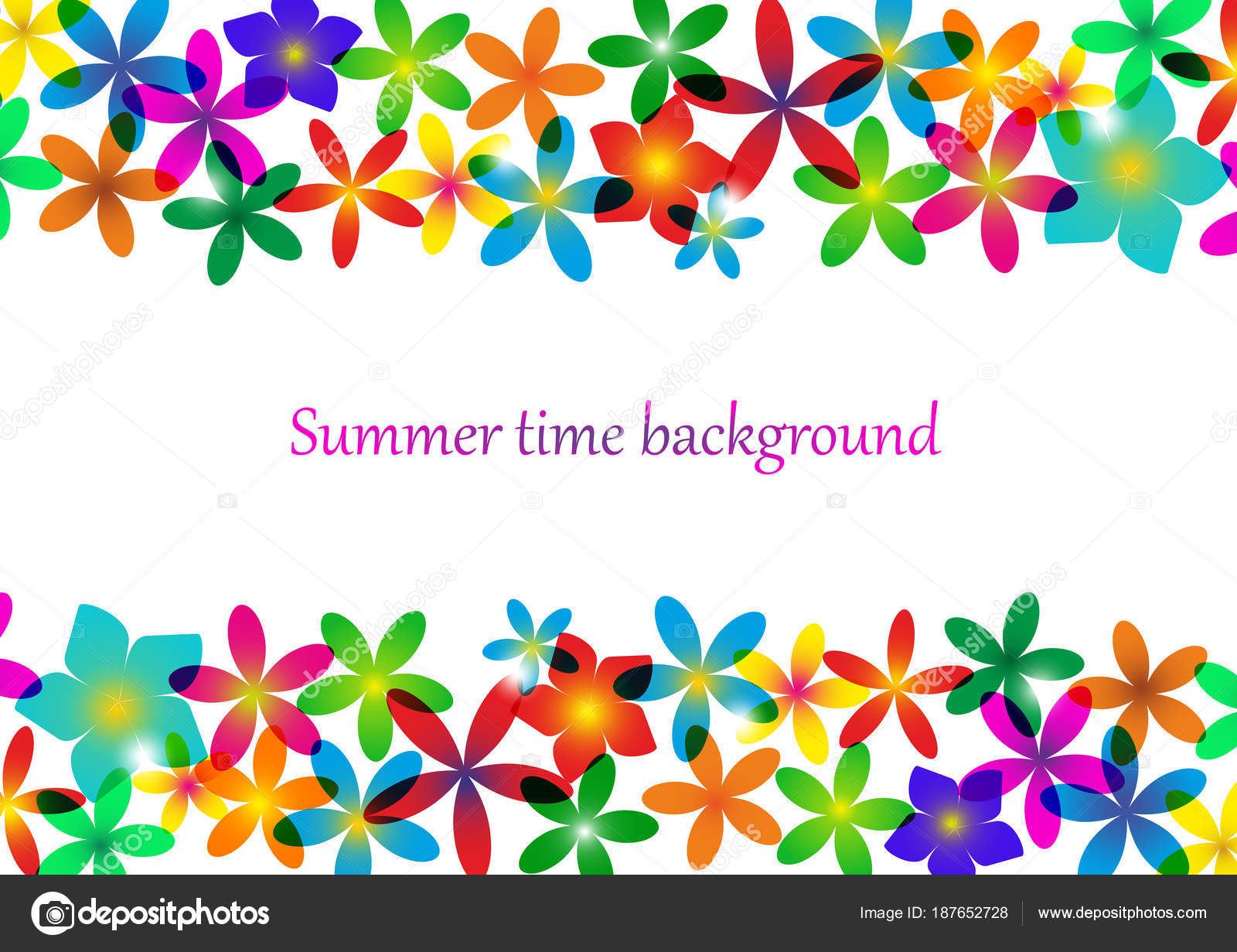 Spring, summer background. Rainbow floral border for design. — Stock ...