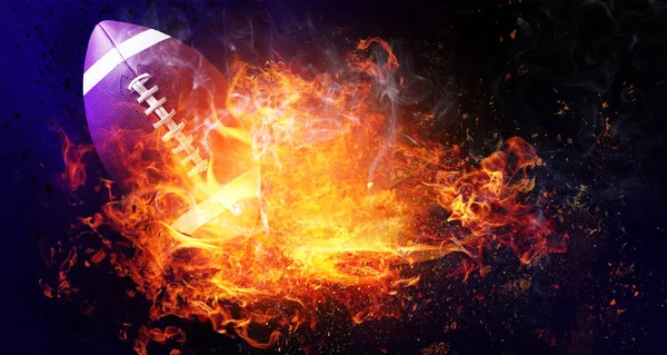 Burning rugby ball on dark background - Stock Image - Everypixel