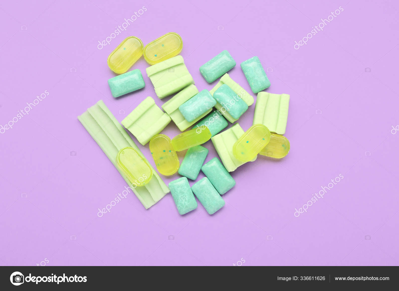 Different chewing gums on color background Stock Photo by ©serezniy ...