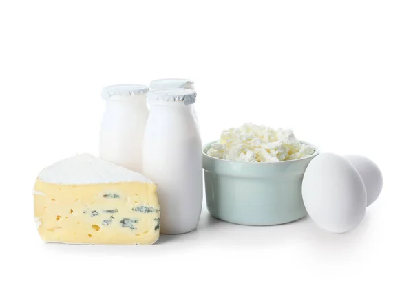 Different Dairy Products Lactose White Background — Stock Photo ...