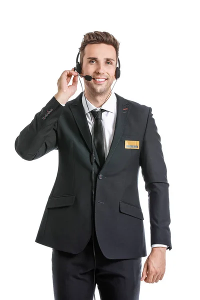 Male Receptionist White Background — Stock Photo © serezniy #375648792