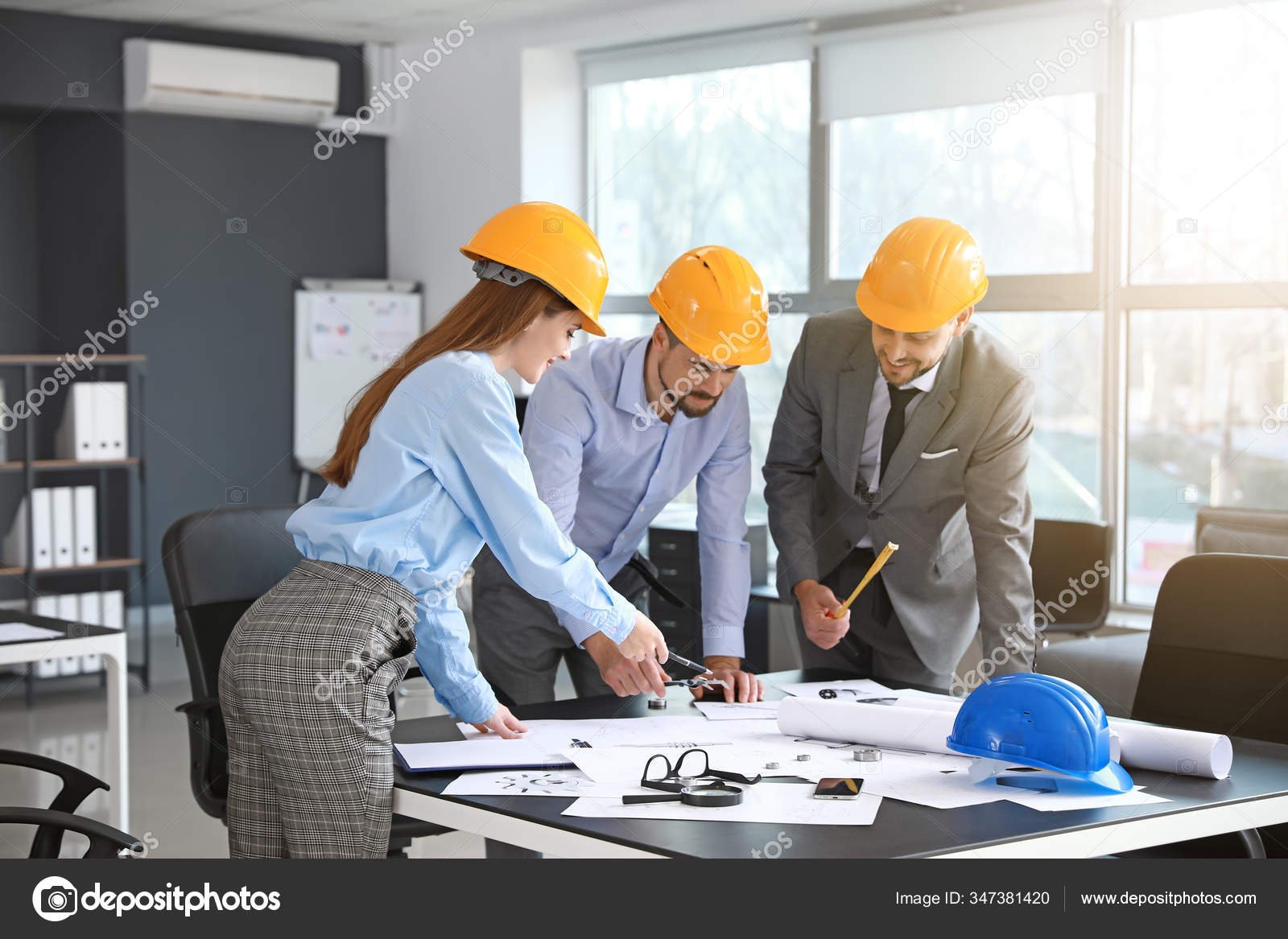 Group Engineers Working Office — Stock Photo © serezniy #347381420
