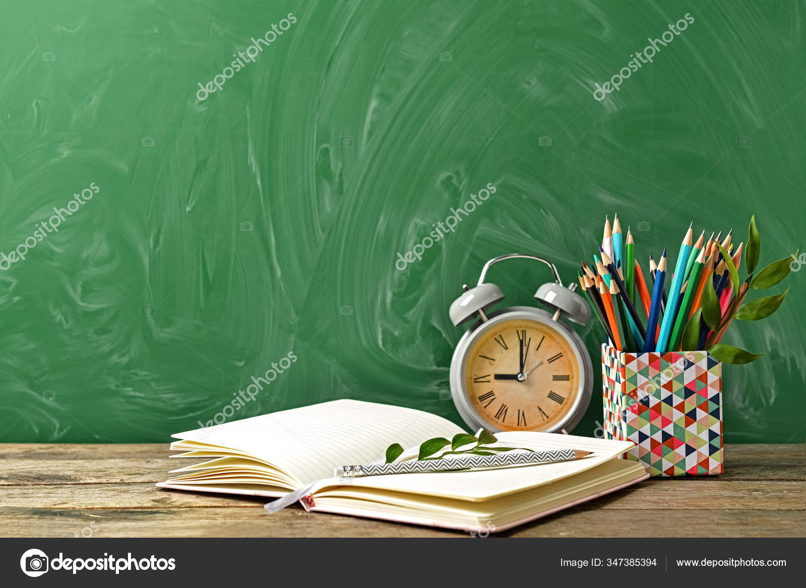 Set School Supplies Clock Table Time Study — Stock Photo © serezniy ...