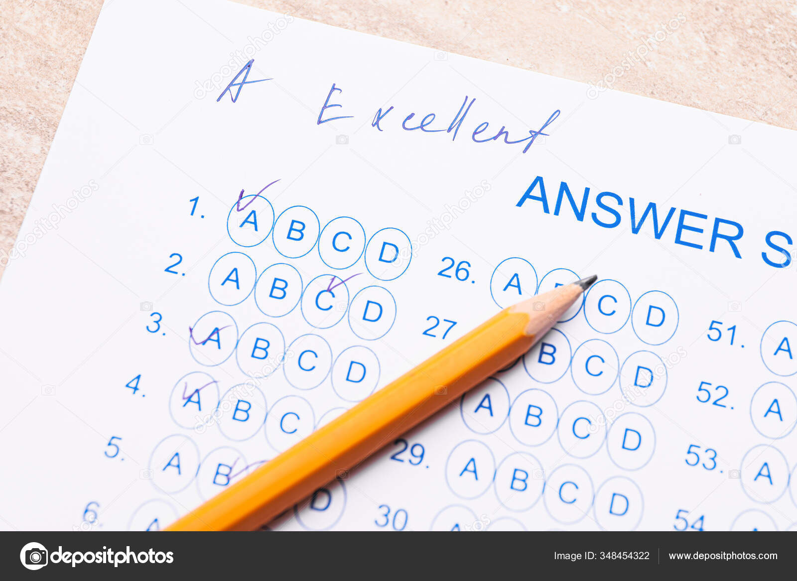Checked Answer Sheet Table Closeup Concept Passing Exam — Stock Photo ...
