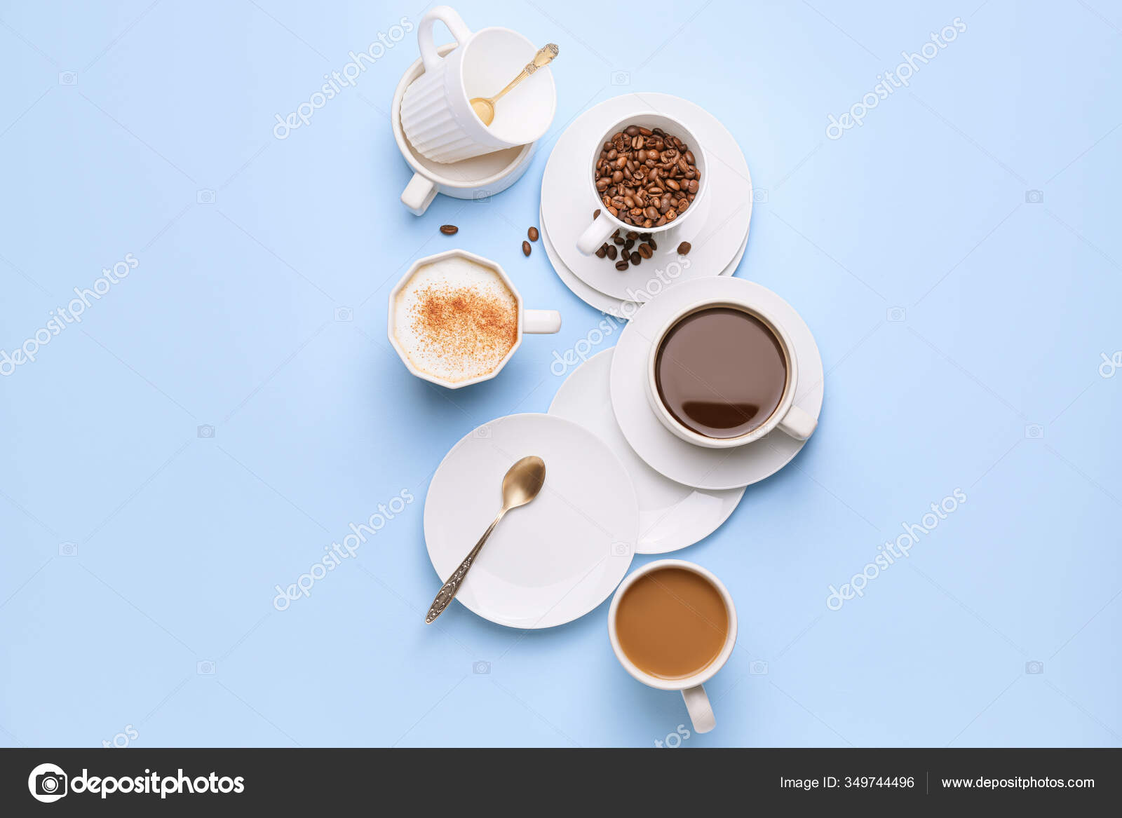 Cups Coffee Color Background Stock Photo by ©serezniy 349744496