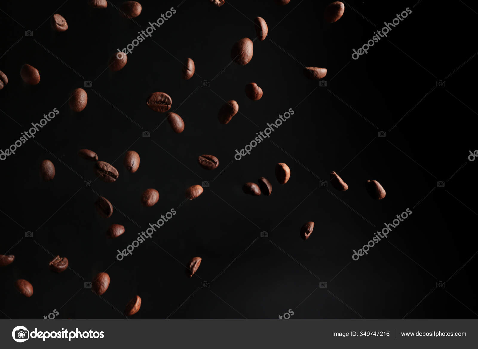 Falling Coffee Beans Dark Background Stock Photo by ©serezniy 349747216