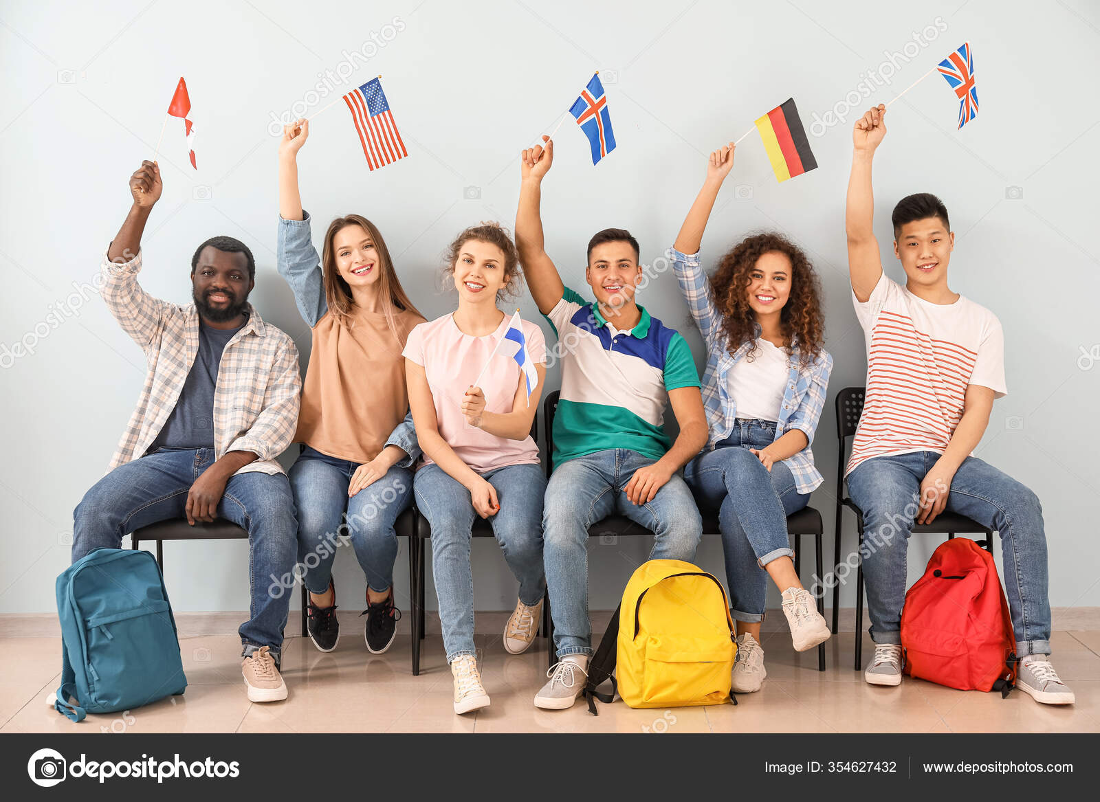 Young Students Language School Color Wall Stock Photo by ©serezniy ...