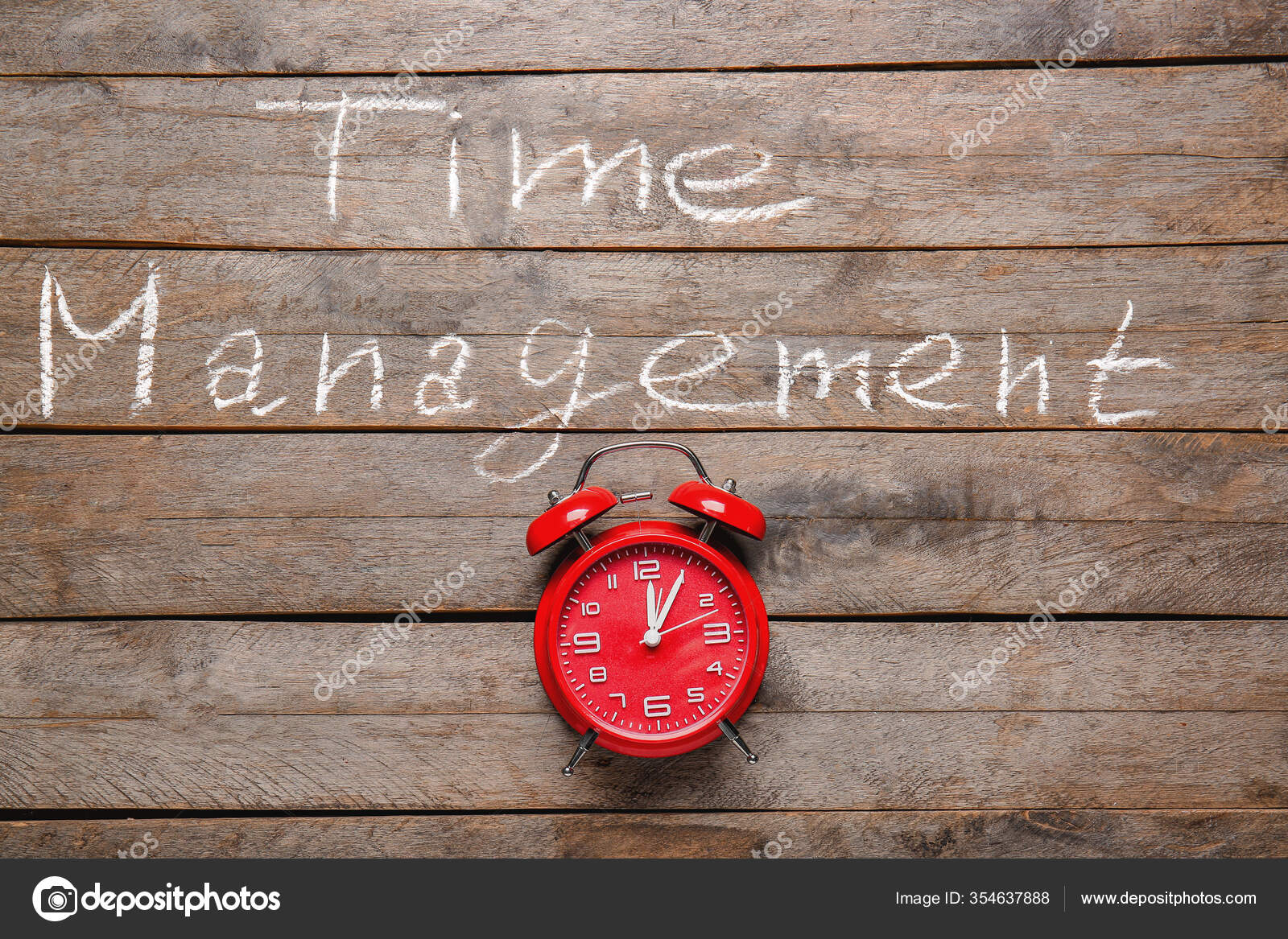 Alarm Clock Text Time Management Wooden Background Stock Photo by ...