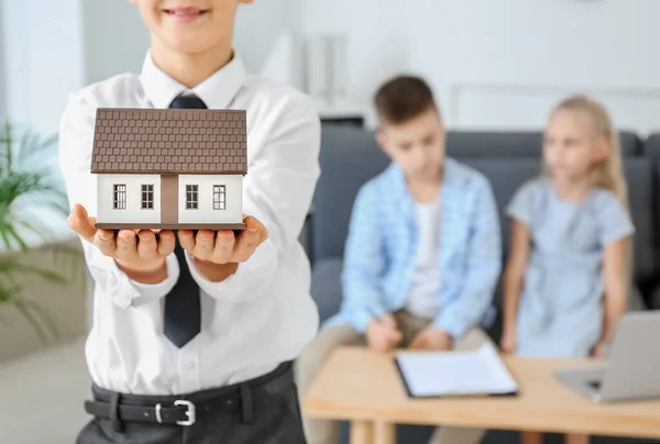 Little Real Estate Agent Model House Clients Office Stock Photo by ...