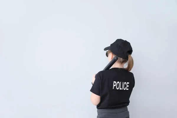 Cute Little Police Officer Color Background — Stock Photo © serezniy ...