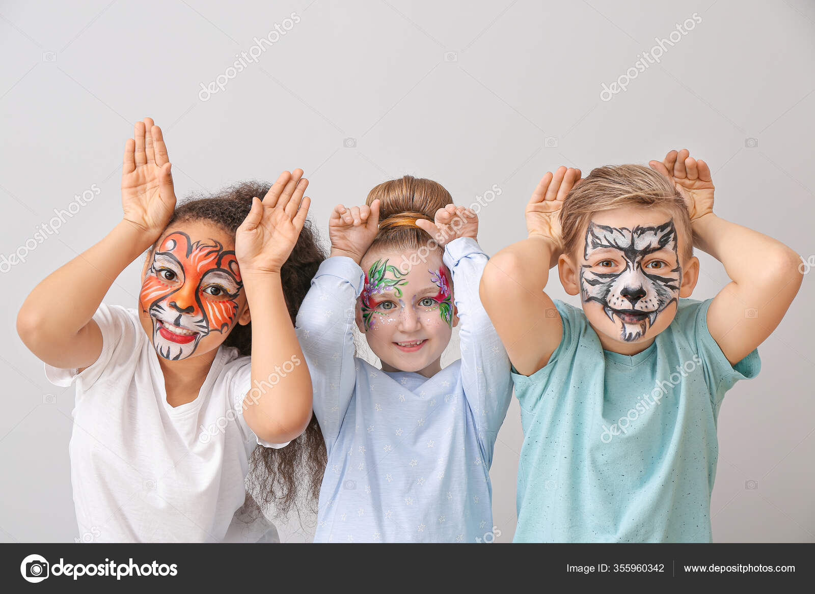 Funny Children Face Painting Light Background Stock Photo by ©serezniy ...