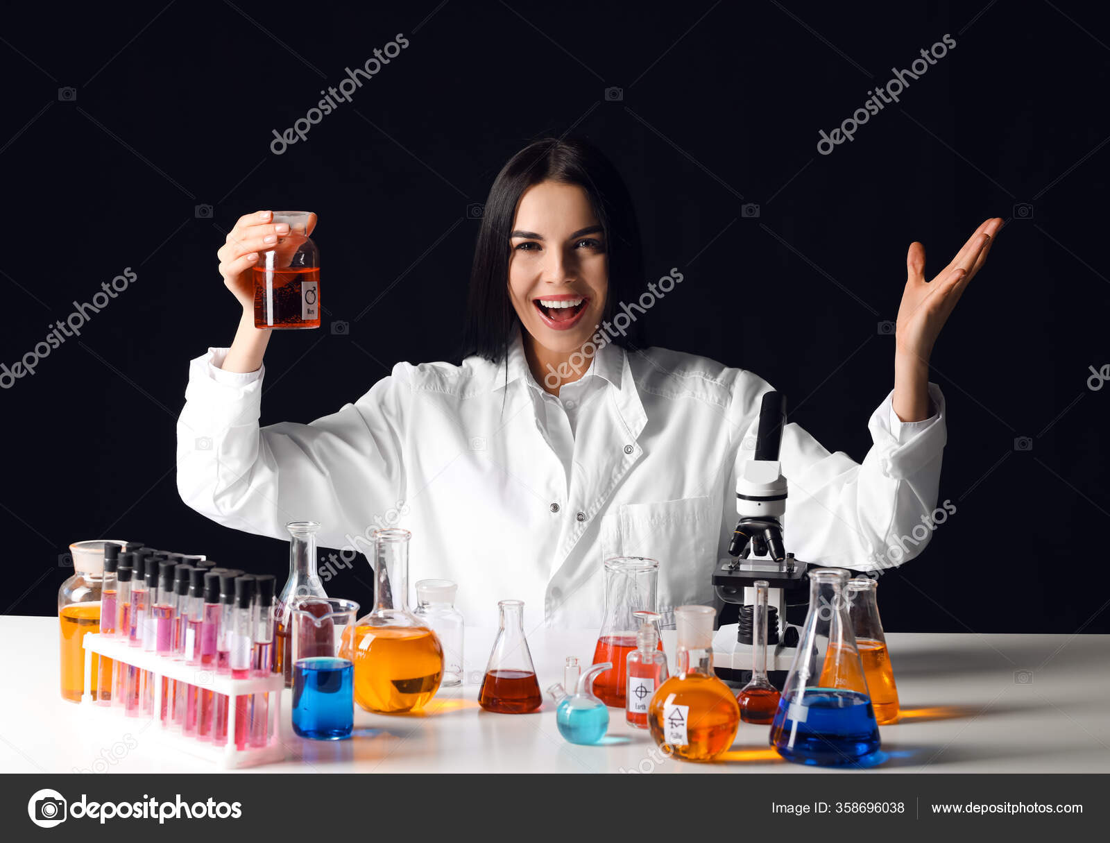 Female Alchemist Potions Table — Stock Photo © serezniy #358696038