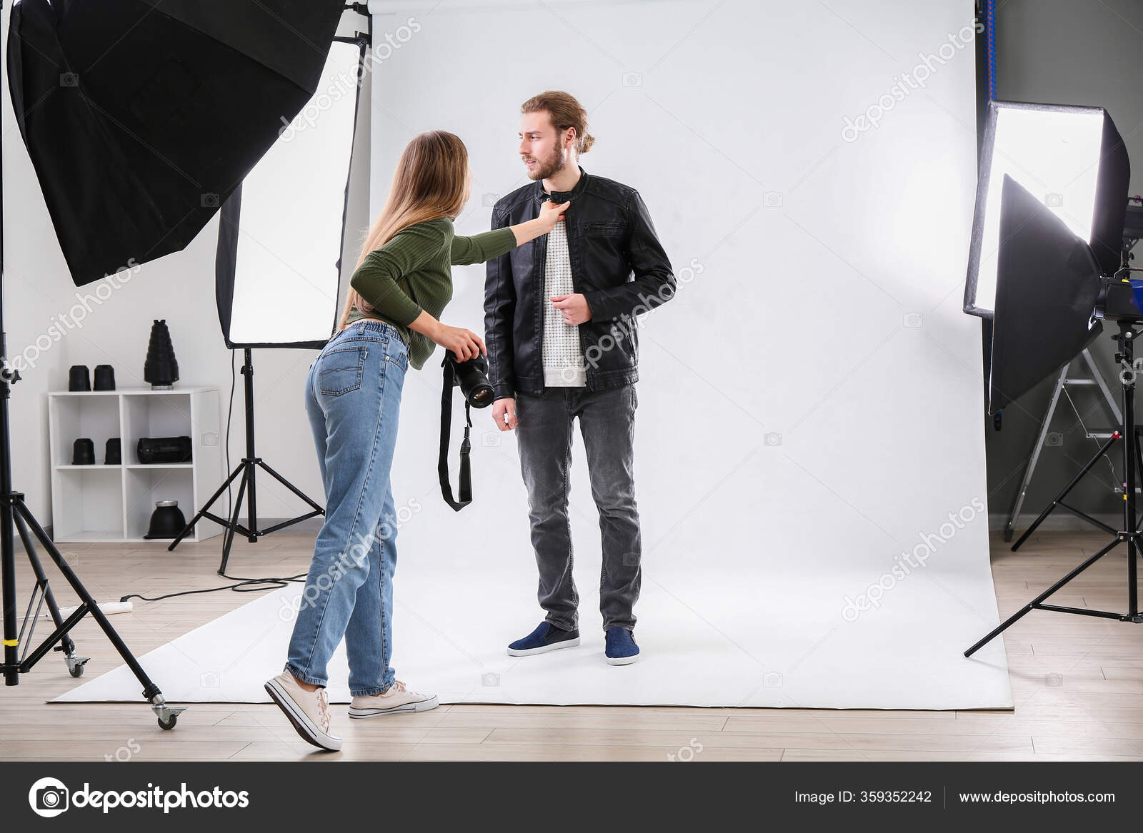Professional Photographer Working Model Studio Stock Photo by ©serezniy ...