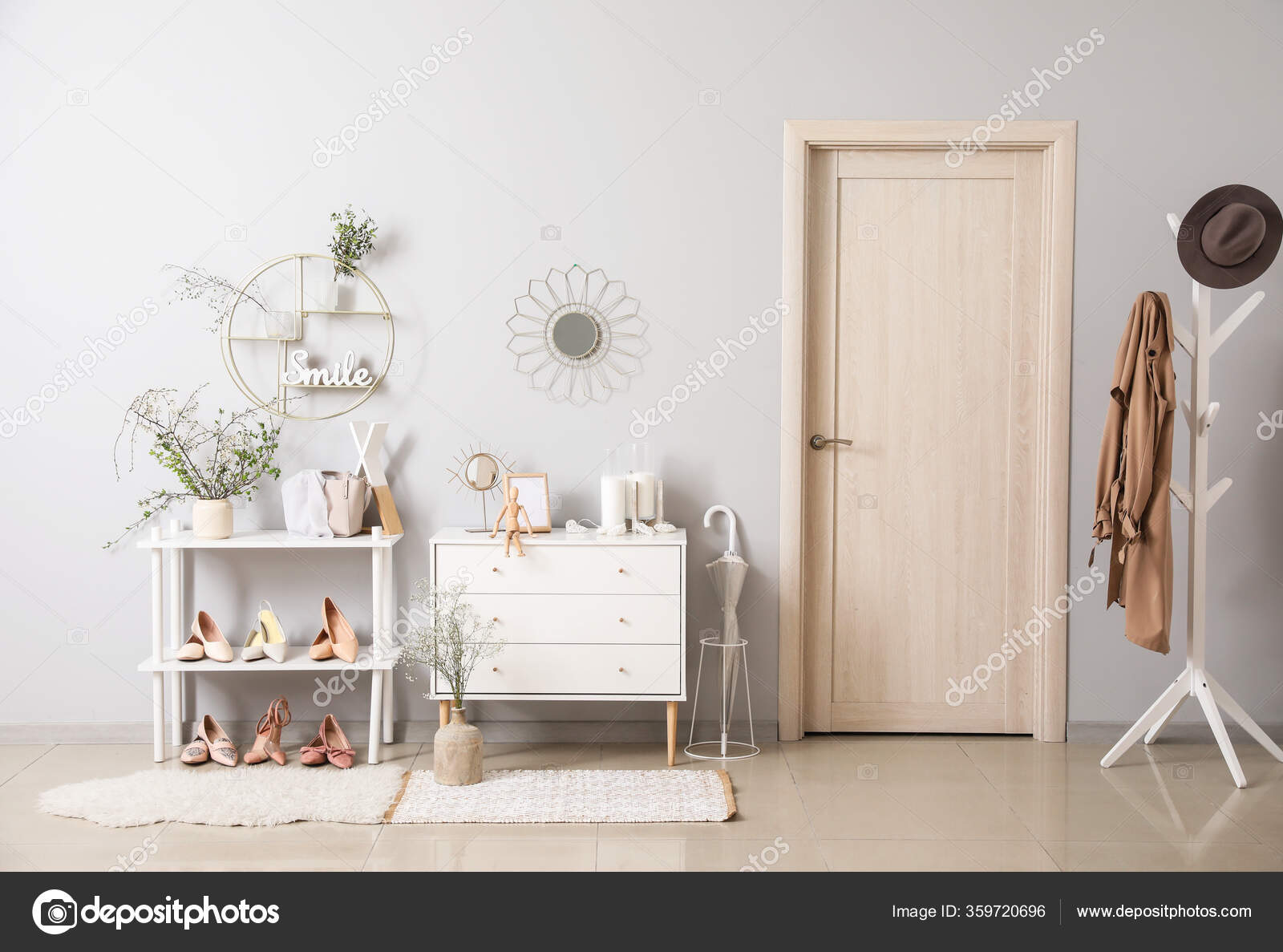 Stylish Interior Modern Hall Spring Flowers Stock Photo by ©serezniy ...