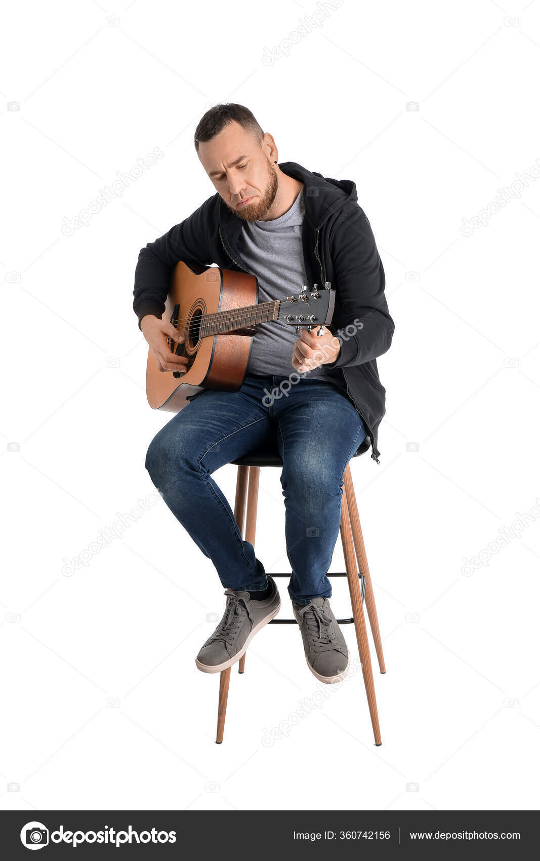 Male Singer Guitar White Background Stock Photo by ©serezniy 360742156