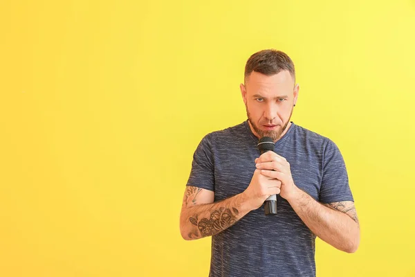 Male Singer Microphone Color Background Stock Photo by ©serezniy 361297388