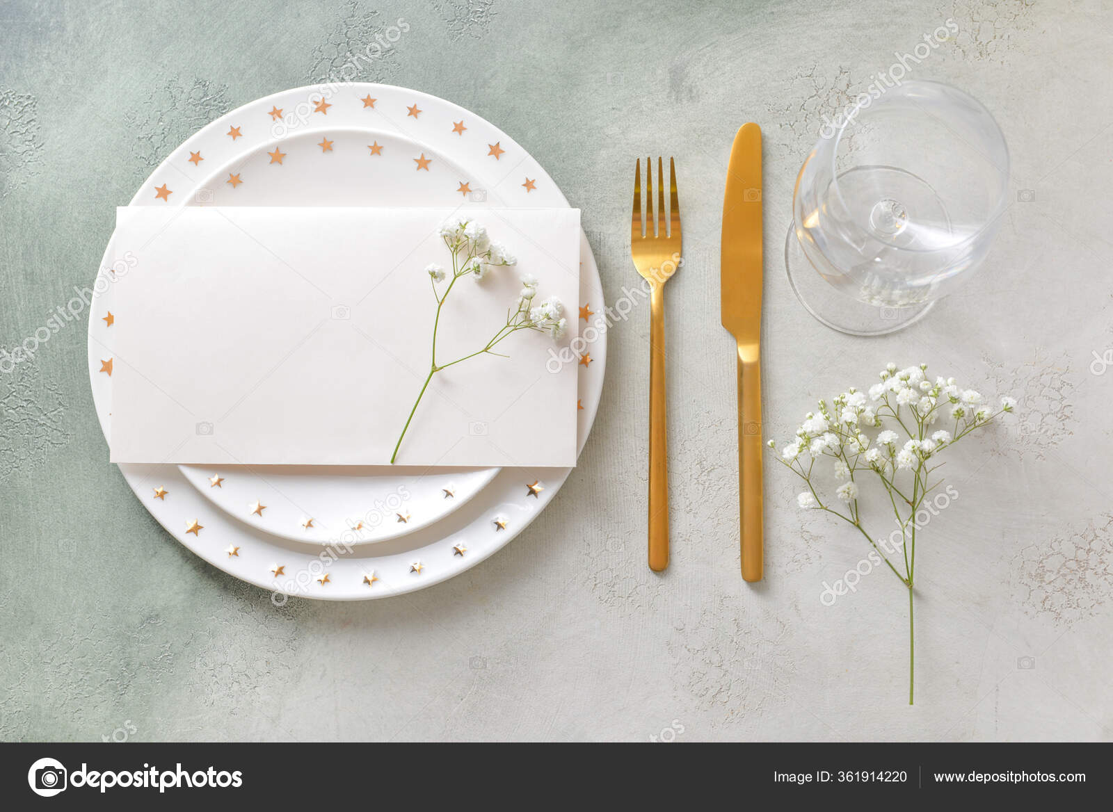 Beautiful Simple Table Setting Light Background Stock Photo by ...