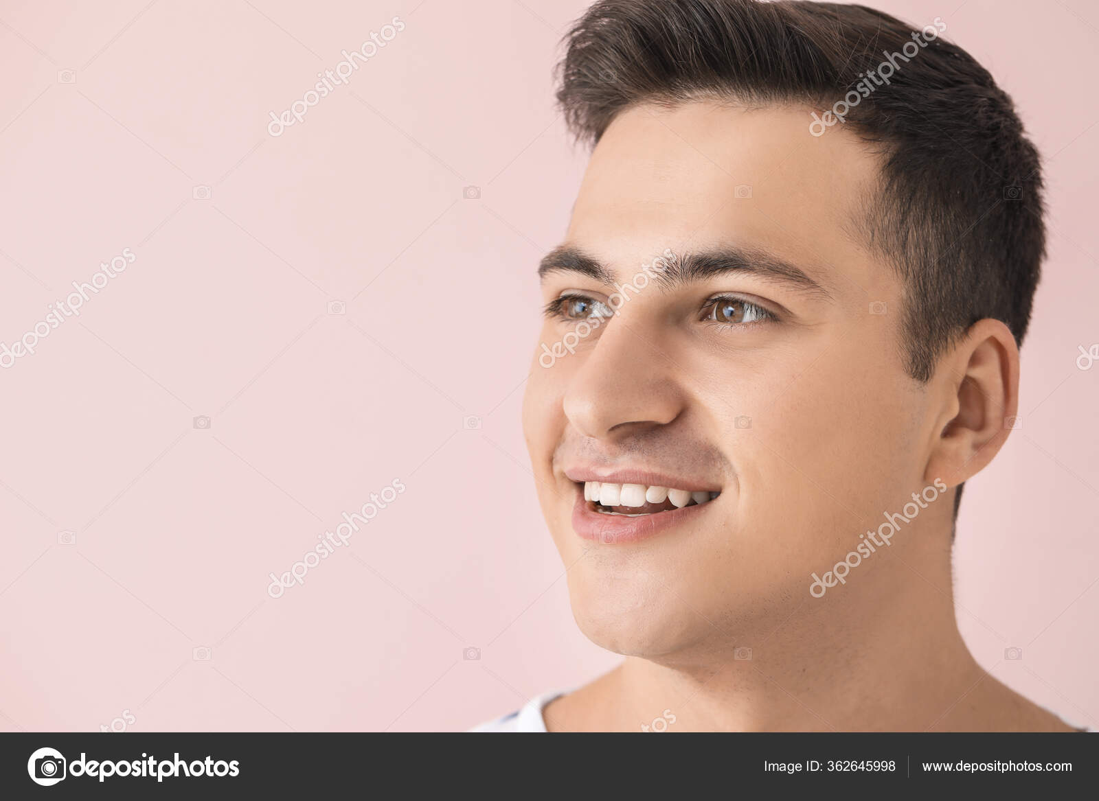 Handsome Smiling Man Color Background Stock Photo by ©serezniy 362645998