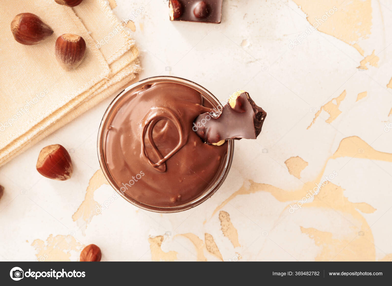 Bowl Tasty Chocolate Paste Hazelnuts Light Background — Stock Photo ...