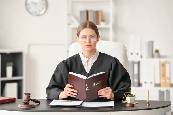 Female Judge Book Workplace Courtroom — Stock Photo © serezniy #542317342