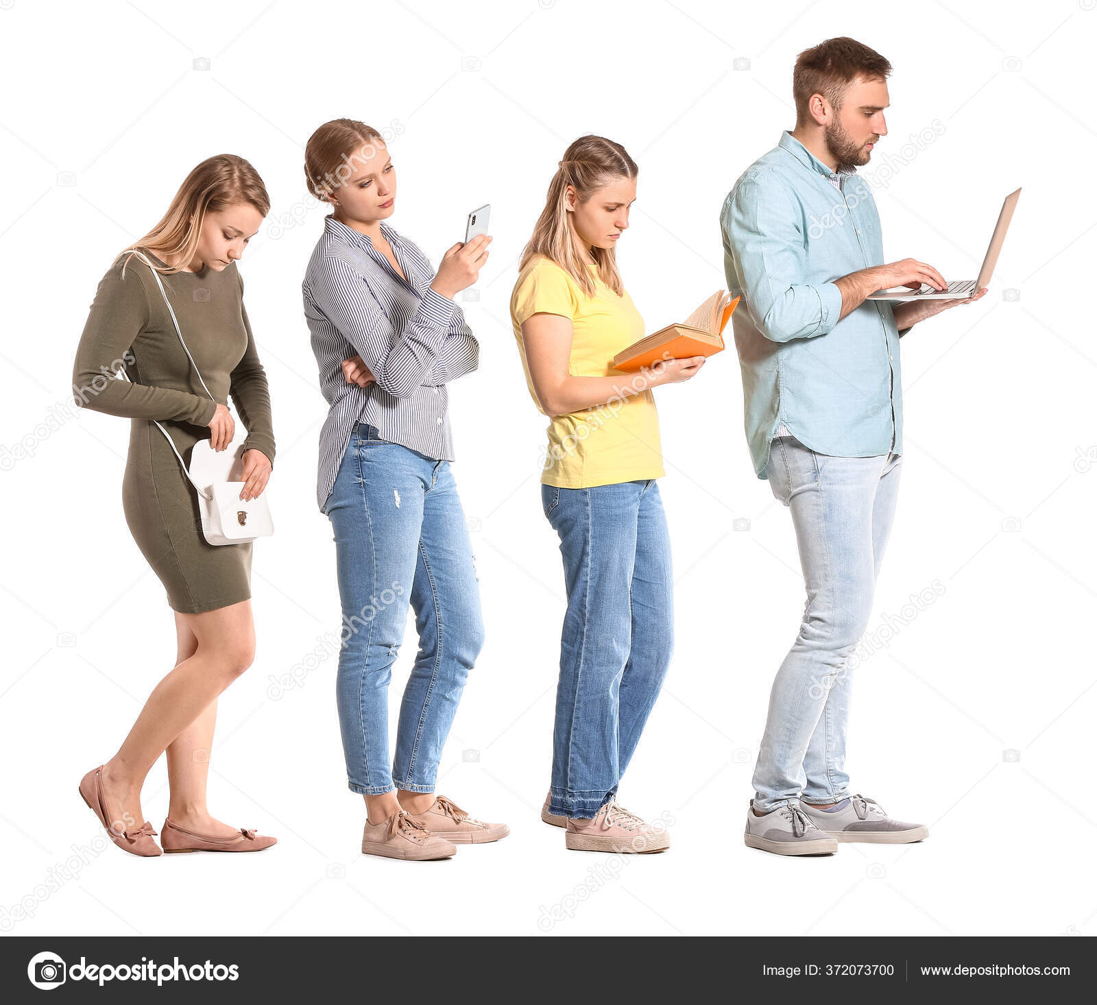 People Waiting Line White Background Stock Photo by ©serezniy 372073700