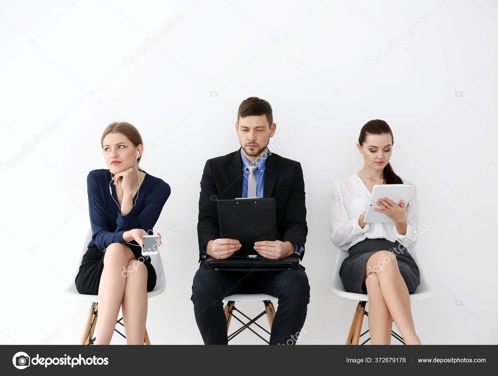 Group People Waiting Job Interview White Background Stock Photo by ...