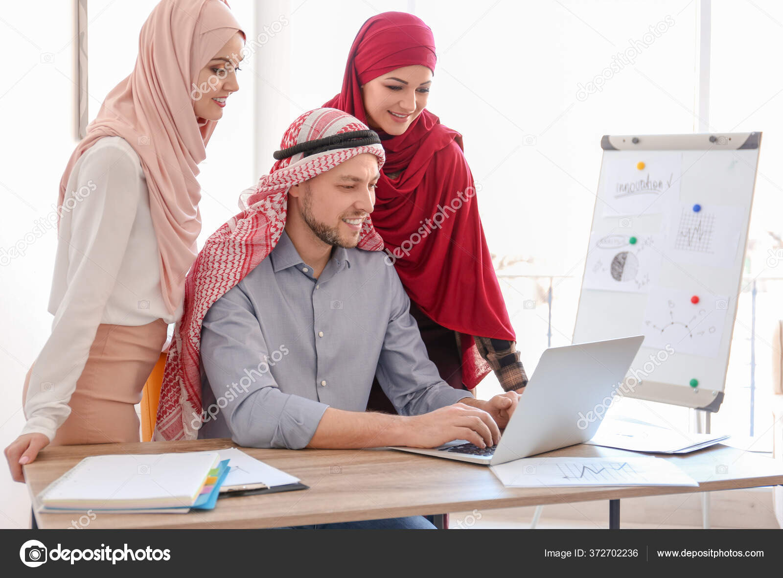 Muslim Businessman Coworkers Office Stock Photo by ©serezniy 372702236