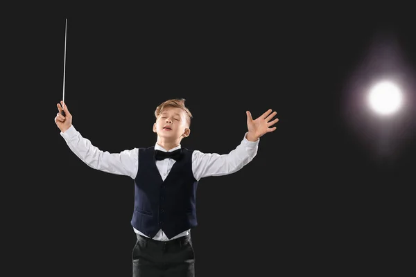 Male Conductor Dark Background Back View — Stock Photo © serezniy ...