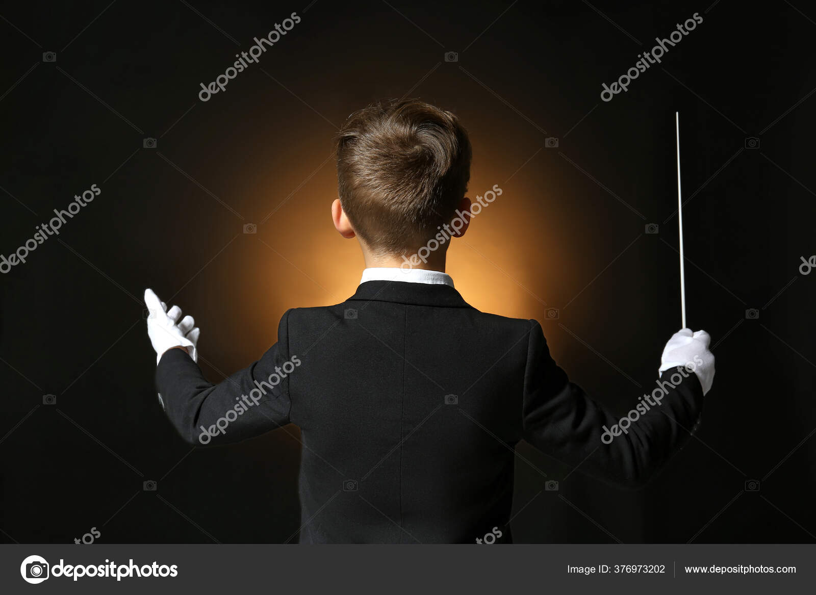 Little Conductor Dark Background — Stock Photo © serezniy #376973202