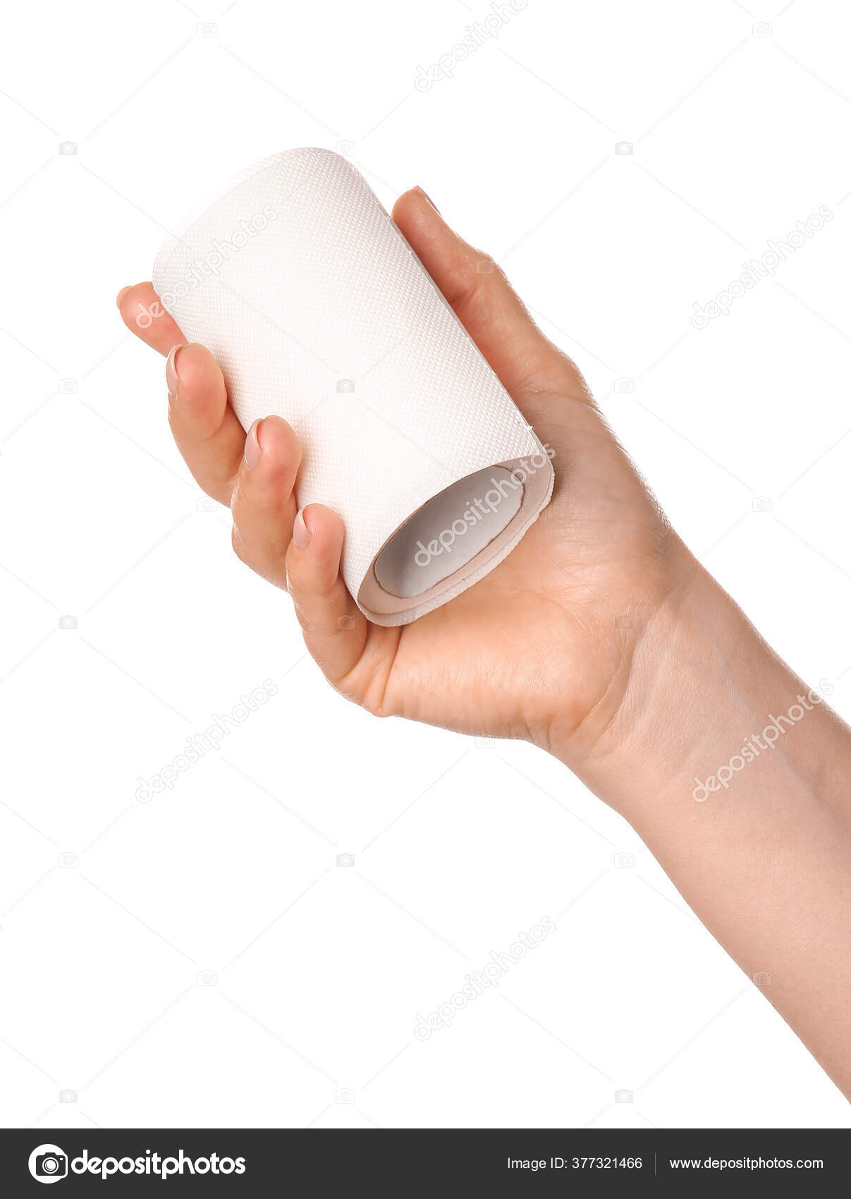 Hand Roll Toilet Paper White Background Stock Photo by ©serezniy 377321466