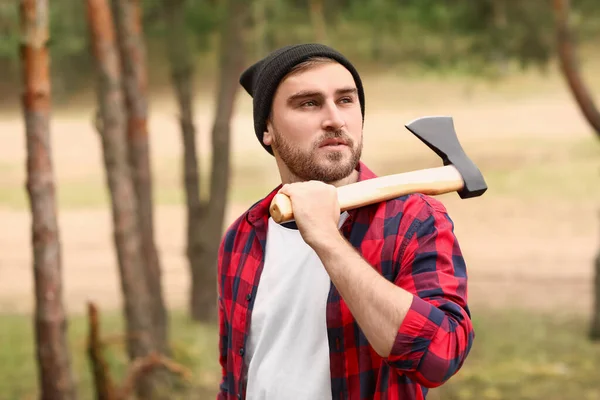 Handsome Lumberjack White Background — Stock Photo © serezniy #383945792