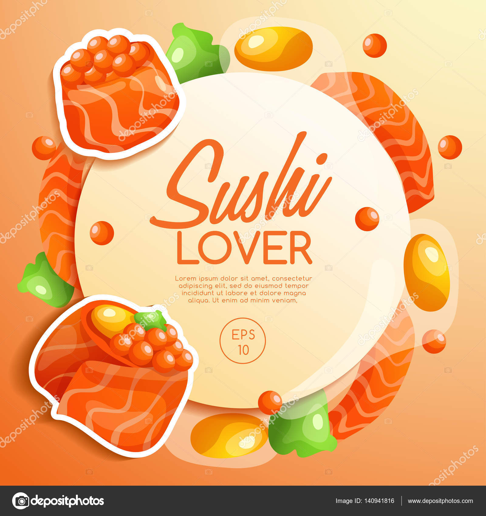Sushi Rolls Elements Stock Vector by ©daraon 140941816